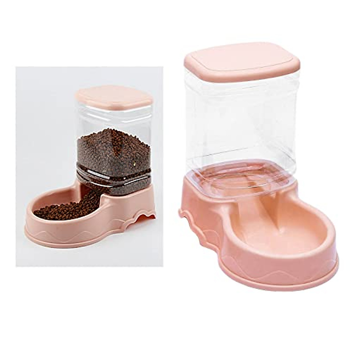 gazechimp Automatic Pet Feeder Water Dispenser Feeding Bowls Dish for Small Medium Large Dog Pets Kitten Big Capacity 3.5L, Pink Food Feeder