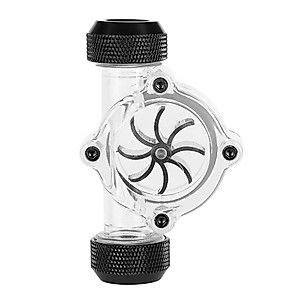 Female to Female Transparent Measuring Indicator G1/4" Water Meter 8 Impellers PC Water Cooling Flowmeter Tube Connectors Acrylic + Silicone(Black)