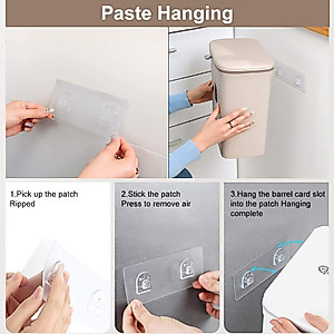 WAJJ 2.4 Gal Hanging Trash Can for Kitchen Cabinet Door with Sliding Cover, Wall Mounted Small Trash Bin Waste Bin with Lid for Kitchen Cabinet Door, Bathroom, Toilet, Bedroom, Living Room(White)