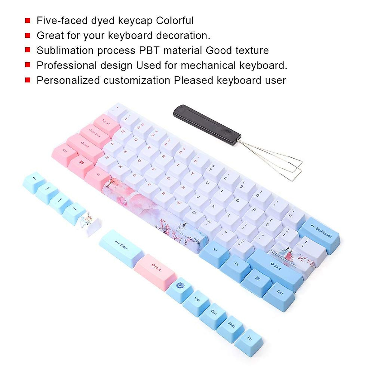 73PCs Keycaps PBT Mechanical Keyboard Accessory Five-Faced Dyed Anime Universal Keycap for Mechanical Keyboard(Three Lives III)