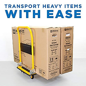 MOUNT-IT! Platform Truck [660lb Weight Capacity] Heavy Duty Foldable Flatbed with Swivel Wheels, Rolling Trolley Cart, Foldable, Flat, Push Cart Dolly (Yellow)