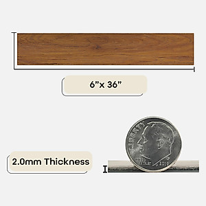 Sterling Vinyl Plank Flooring 2.0mm, 10 Planks - 6" x 36", Medium Oak - No Adhesive Needed, Embossed DIY Flooring - Natural Wood Grain Feel for Kitchen, Dining Room, & Bedrooms by Achim Home Décor