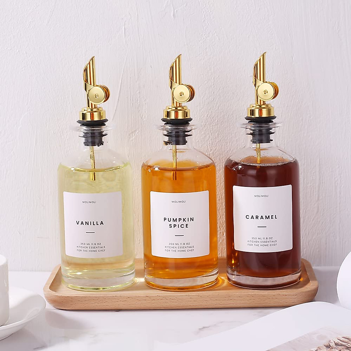 MoliMoli Minimalist Labels, Pantry Labels, Kitchen Labels, Organization Labels Set Including Oil Labels for Bottles, Cooking Sauce and Wine Labels, and Coffee Syrup Labels for Coffee bar