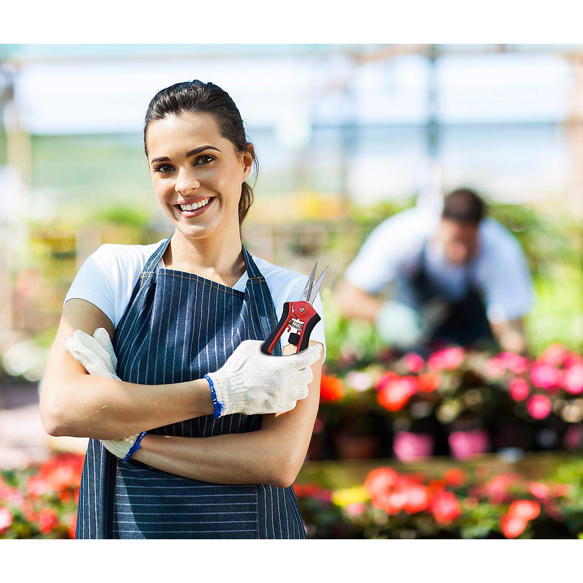 TABOR TOOLS K7A Straight Pruning Shears with Carbon Steel Blades, Florist Scissors, Multi-Tasking Garden Snips for Arranging Flowers, Trimming Plants and Harvesting Herbs, Fruits or Vegetables.