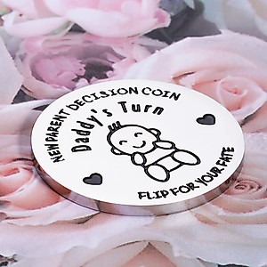 Funny New Baby Decision Coin for Parent, Pregnancy Gifts for First Time Mom Dad, Baby Shower Mothers Fathers Day Gift for Mum Dad to Be, Christmas Birthday Thanksgiving Present Double-Sided Coin