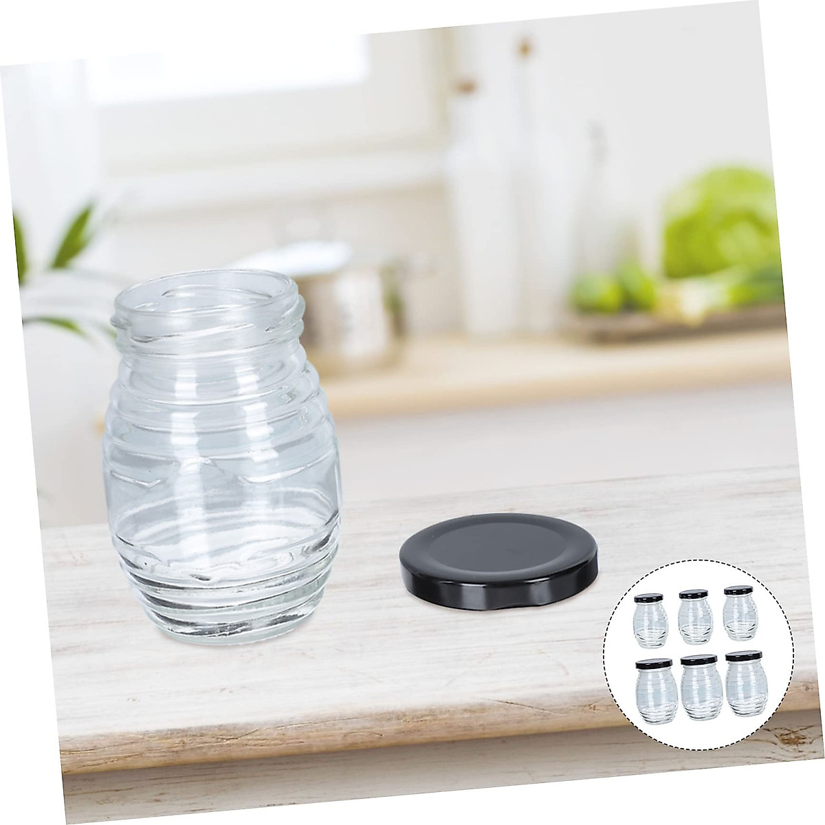 YARNOW 6pcs Honey Bottle Household Bottles Sauce Jars with Lids Kitchen Accessories Storage Bottles Mel Dispenser Portable Mel Bottles Glass Mel Bottles Salad Dressing Bottles