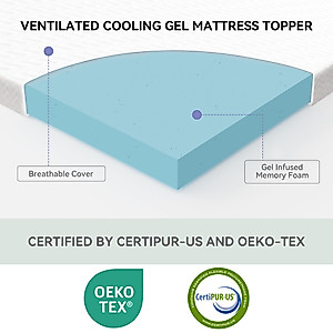 AMICLIBER 3 Inch Twin Gel Memory Foam Mattress Topper, Cooling Bed Topper with Removable Cover, Soft & Pain Relief & Breathable, CertiPUR-US & Oeko-Tex Certified