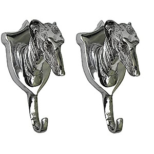 Greyhound Dog Head Metal Wall Mount Hooks Sculpture Lot of 2 Pieces Greyhound Dog Sculpture Unique Figurine Statue Wall Mount Hooks for Home | Office Decorations by INDIAART12