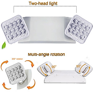 24 Pack Emergency Light Fixture, Commercial Emergency Lights with Battery Backup, Square 2 Head Adjustable LED Emergency Light for Home Power Failure Business, Emergency Exit Light AC 110V-277V