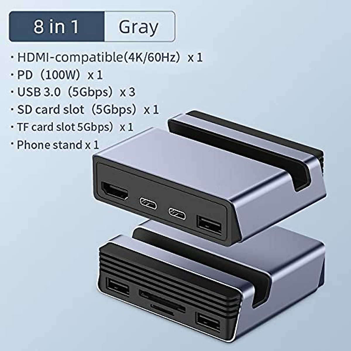 NIZYH USB C Hub Type-C Docking Station Type-C to 4K HDMI-compatible PD SD/TF Card Reader RJ45 Phone Holder Stand
