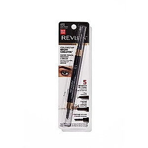 Eyebrow Pencil & Powder by Revlon, ColorStay Brow Creator 2-in-1 Eye Makeup with Spoolie, Longwearing with Precision Tip, 610 Dark Brown, 0.23 Oz