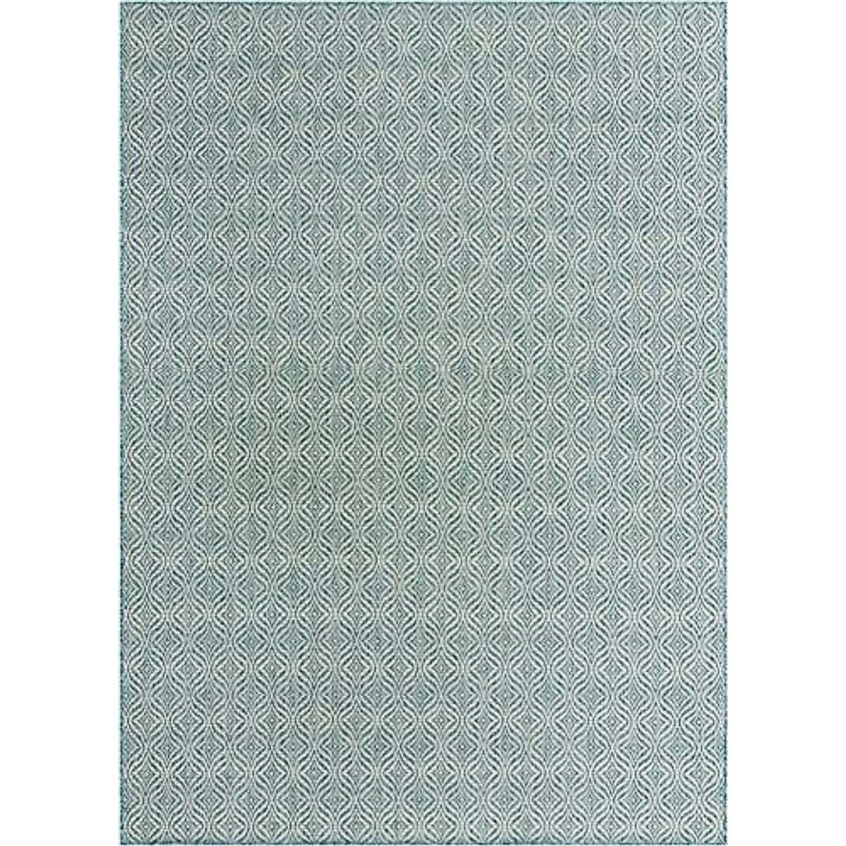 Unique Loom Outdoor Trellis Collection Area Rug - Deco Trellis (7' 1" x 10' Rectangle, Aqua/ Ivory)