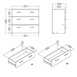 Tvilum Space 3 Drawer Chest, Oak Structure, White