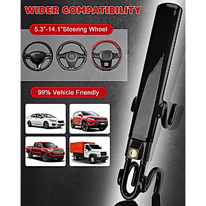 Tevlaphee Steering Wheel Lock Anti-Theft Car Device Heavy Duty Security Car Lock Antitheft Locking Devices Great Deterrent Adjustable Car Wheel Lock Anti Theft for Vehicle Truck with 3 Keys(Black)