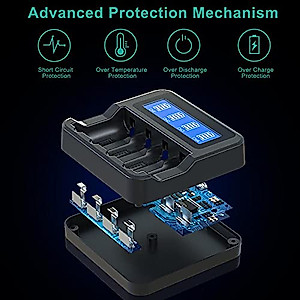 Arlo Rechargeable Batteries 123A Charger, FARSAIL 4-Pack 800mAH NiMH 123A Arlo Rechargeable Batteries for Arlo Camera VMS3130 VMC3030 VMK3200 VMS3330 3430 3530, Alarm System, Flasglight