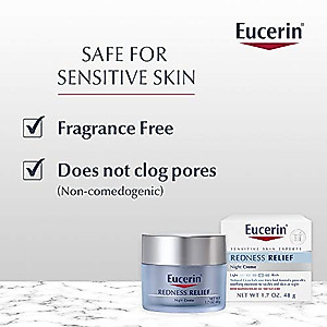 Eucerin Redness Relief Night Creme - Gently Hydrates To Reduce Redness-Prone Skin At Night - 1.7 oz Jar