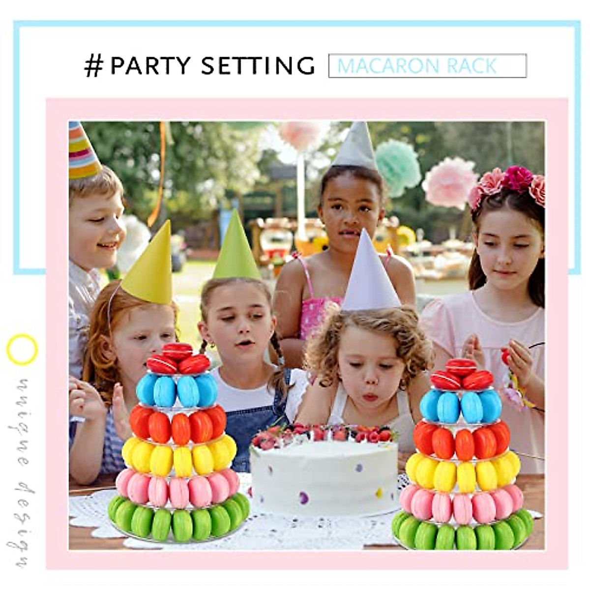 Juexica 6 Tiers Round Macaron Tower Stand 2 Pieces Plastic Cake Display Rack Macaron Display Wedding Cupcake Stand Food Serving Stands Clear Dessert Stands for Wedding Baby Shower Birthday Decor