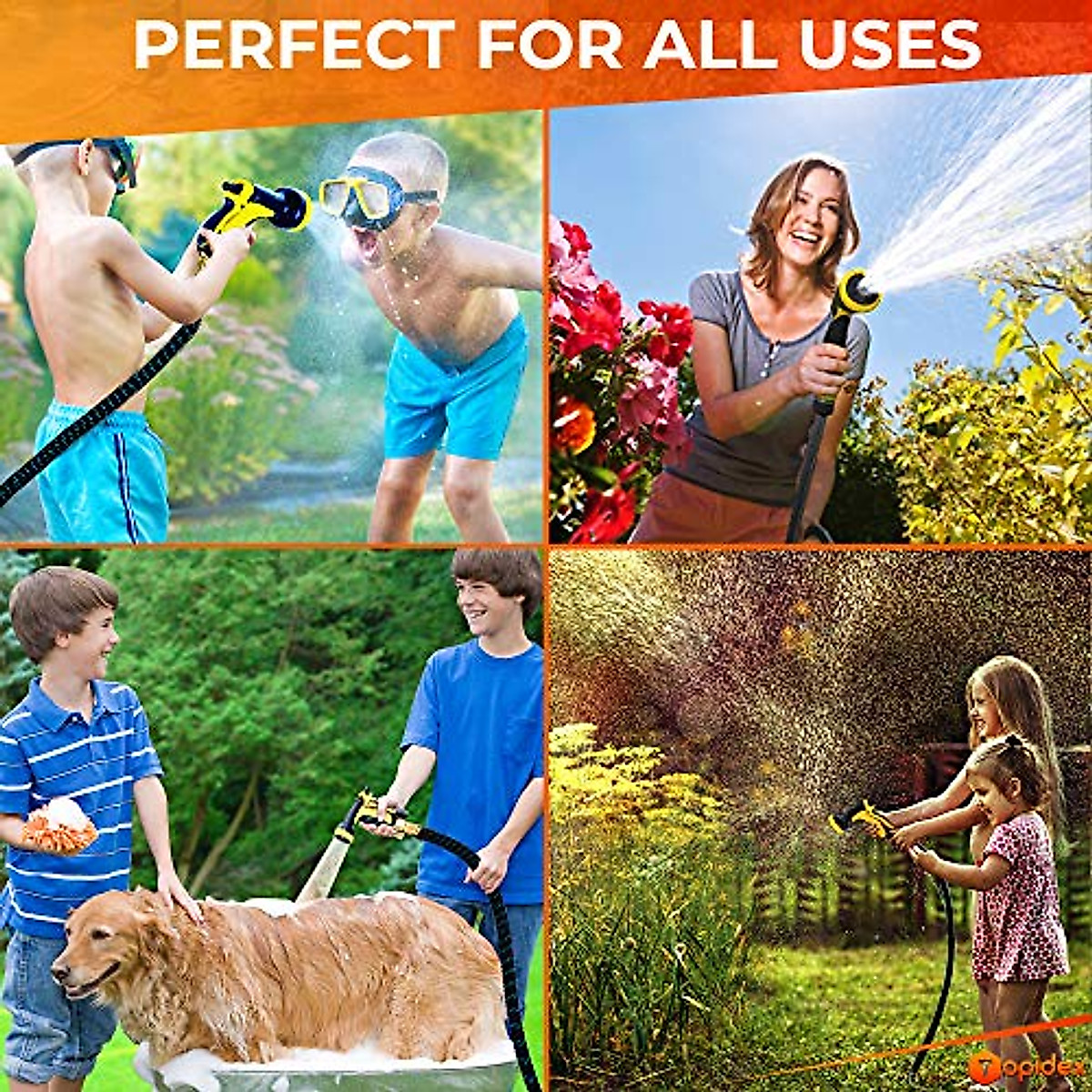 Topidex Car Wash Kit, Expandable Garden Hose 50 FT - with High Pressure Spray Nozzle – Durable Soap Dispensing Sprayer Gun - 9 Spray + 3 Foam Spraying Patterns with Storage Bag, Hanger & Wash Mitt