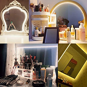 ZOKON 13ft/4M Bendable Led Vanity Mirror Lights Kit Vanity Make-up Mirror Adjustable Flexible Strip Light Table Set with Dimmer Power Supply Mirror Not Included (White)