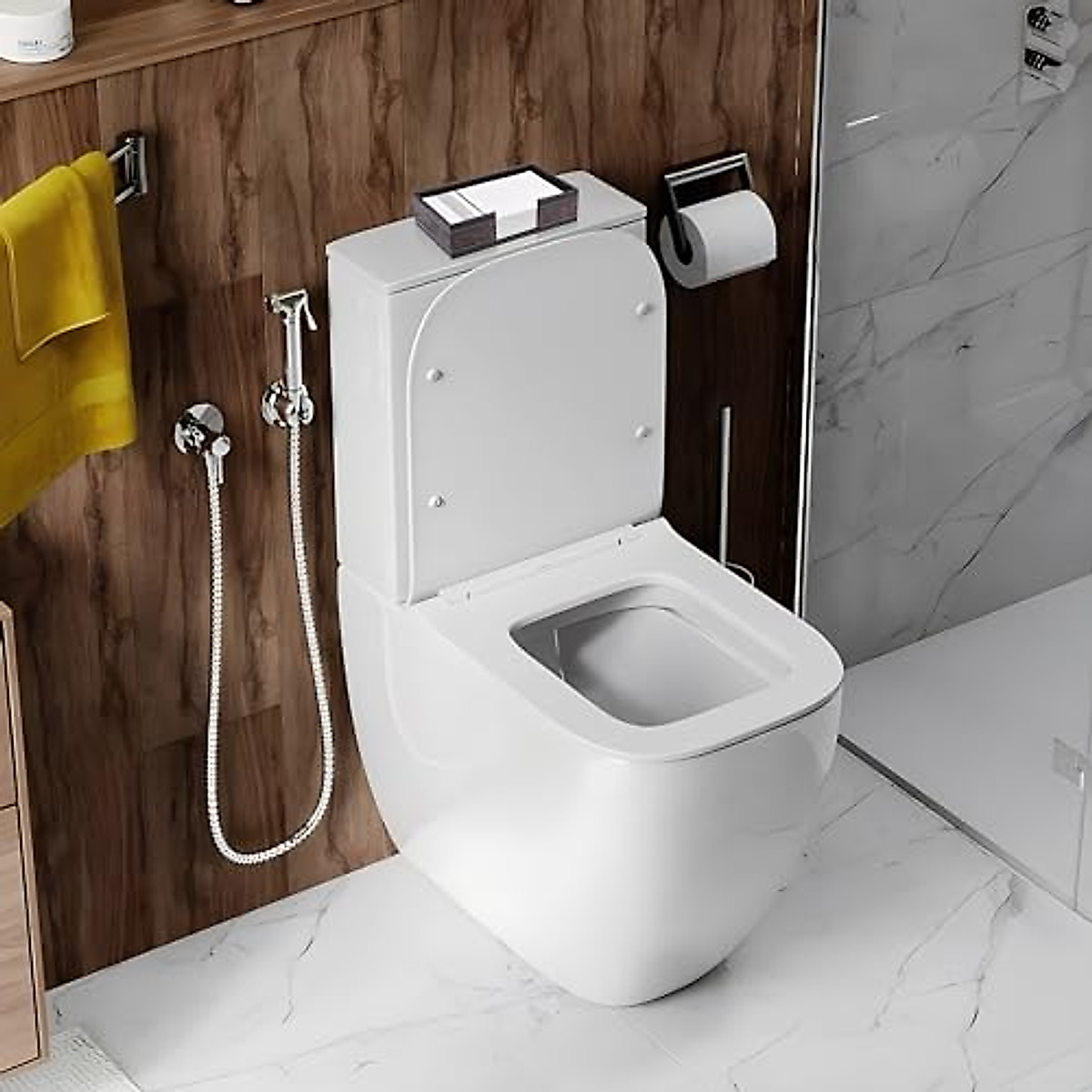 Sumnacon Rectangle Napkin Holder for Dinner Table Kitchen Contertop, Stylish Leather Guest Towel Holder for Bathroom Vanity, Decorative Basket for Tissue Paper Hand Towel Storage, Brown Flower