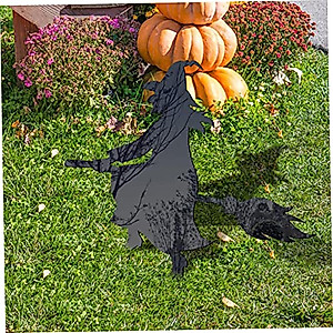 Halloween Plug Metal Signs Outdoor Witch Decor Outdoor Sculpture Halloween Yard Signs Sign with Stakes Decorations Outdoor Lawn Trick or Treat Cat Light Halloween Welcome Sign Mini