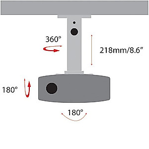 AMER Projector Mount - Ceiling Bracket LCD DLP Tilt 360° Swivel 30lbs (White)