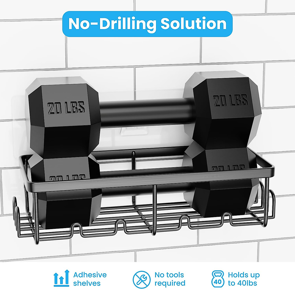 2 Pack Shower Caddy Adhesive Replacement, Shower Shelf Adhesive Replacement, Strong Shower Adhesive Strips for Shelf, Caddy, Rack, and Basket Holder