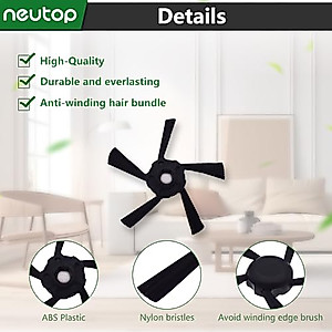 Neutop Replacement Parts Compatible with Neato Botvac Connected Series D10 D9 D8 D3 D4 D5 D6 D7 and D Series D75 D80 D85 Accessories with 1 Combo Brush 2 Ultra Filter 2 Upgraded 5-arms Side Brush.