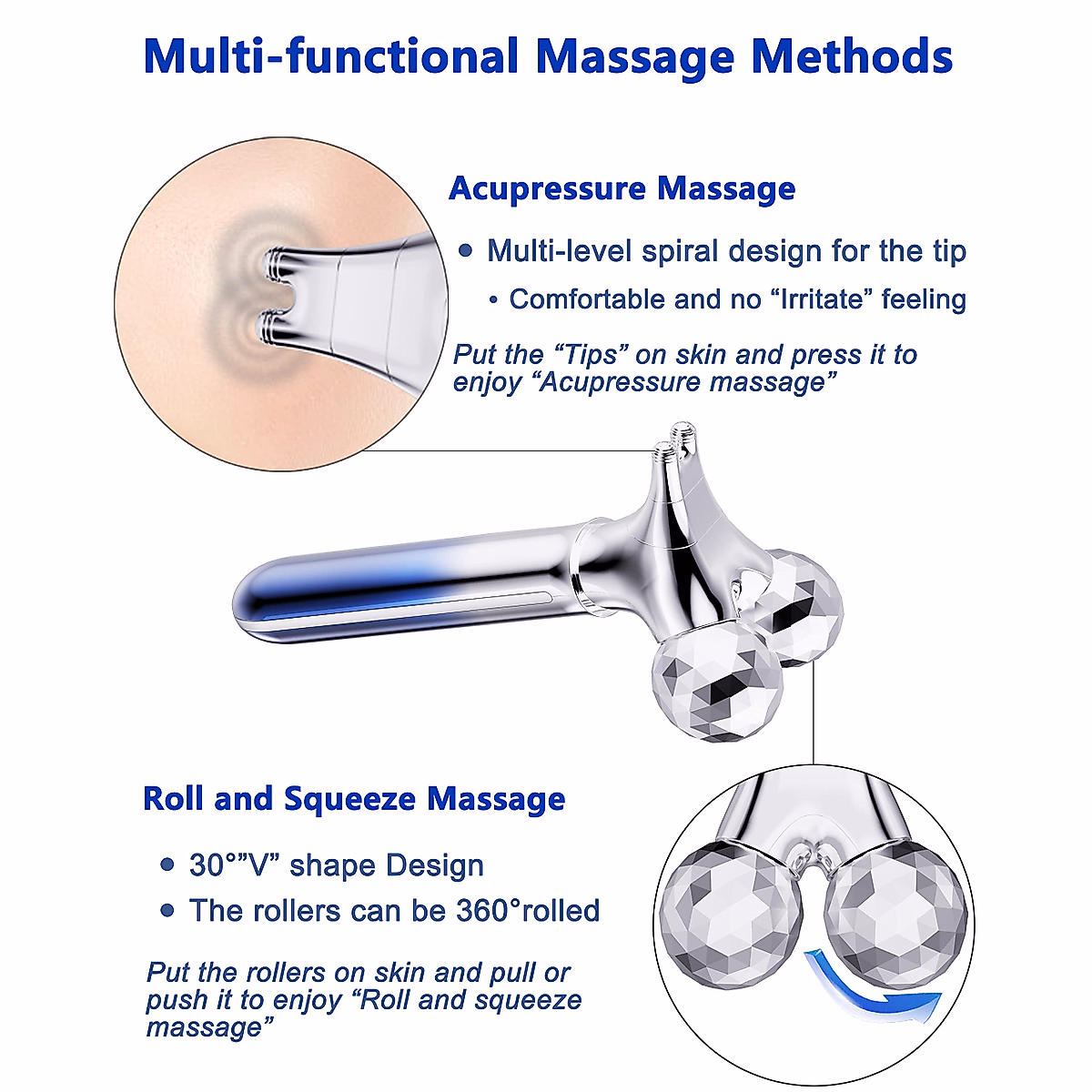 Microcurrent Face Massager Roller, 5D Microcurrent Facial Device Facial Massager Beauty Skin Care Tool for Face Eye Neck, Gift for Women