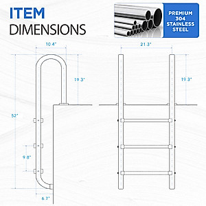 YOLENY Swimming Pool Ladder for Inground Pools, 3 Tread In-Ground Stainless Steel Pool Step with Non-Slip Integrated Pedal, Easy Assembly and Climbing