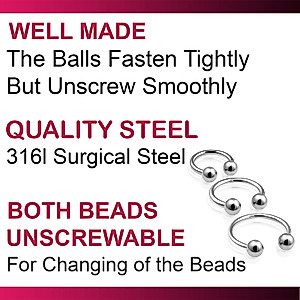 bodyjewellery 3pcs 18g Circular Barbell Cartilage Eyebrow Horseshoe Lip Septum Nose Ring Tragus Helix Surgical Steel piercing BBEE