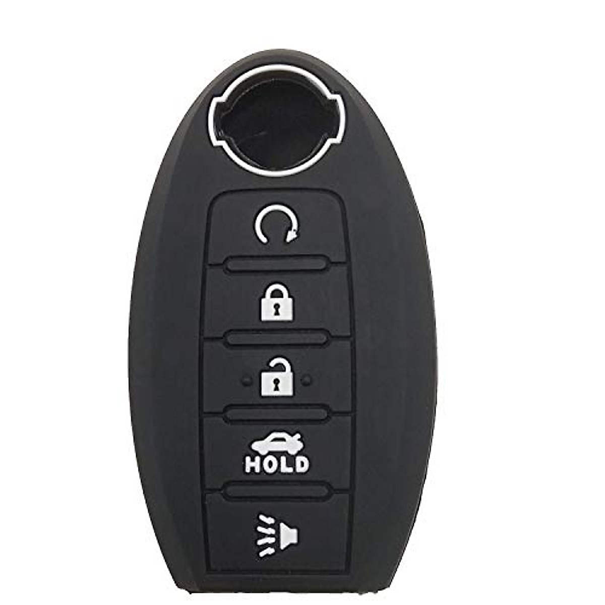 2Pcs EXUNTECH Silicone 5 Buttons Smart Key Fob Skin Cover Case Protector Keyless Jacket Remote Holder for 2019 2018 2017 Nissan Armada Rogue Maxima Altima Sedan Pathfinder KR5S180144014, Black Pink