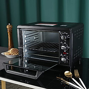 Healsmart Toaster Oven with 20Litres Capacity,Compact Size Countertop Toaster, Easy to Control with Timer-Bake-Broil-Toast Setting, 1200W, Stainless Steel,16x11in,Black,Extra Large