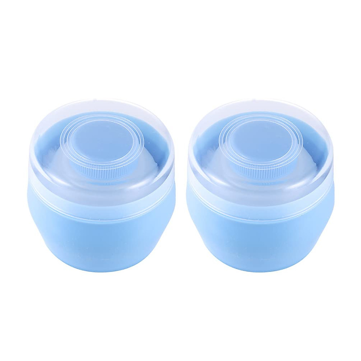 2pcs Puff with Case Empty Body Container Dispenser Case Large Puff with Sifter and Puffs for Body Home and Travel Use Blue