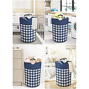 BlissTotes Large Laundry Basket Laundry Hamper Bag Washing Bin Clothes Bag Collapsible Tall With Handles Waterproof Travel Bathroom College Essentials Storage For College Dorm, Family (Blue, M)