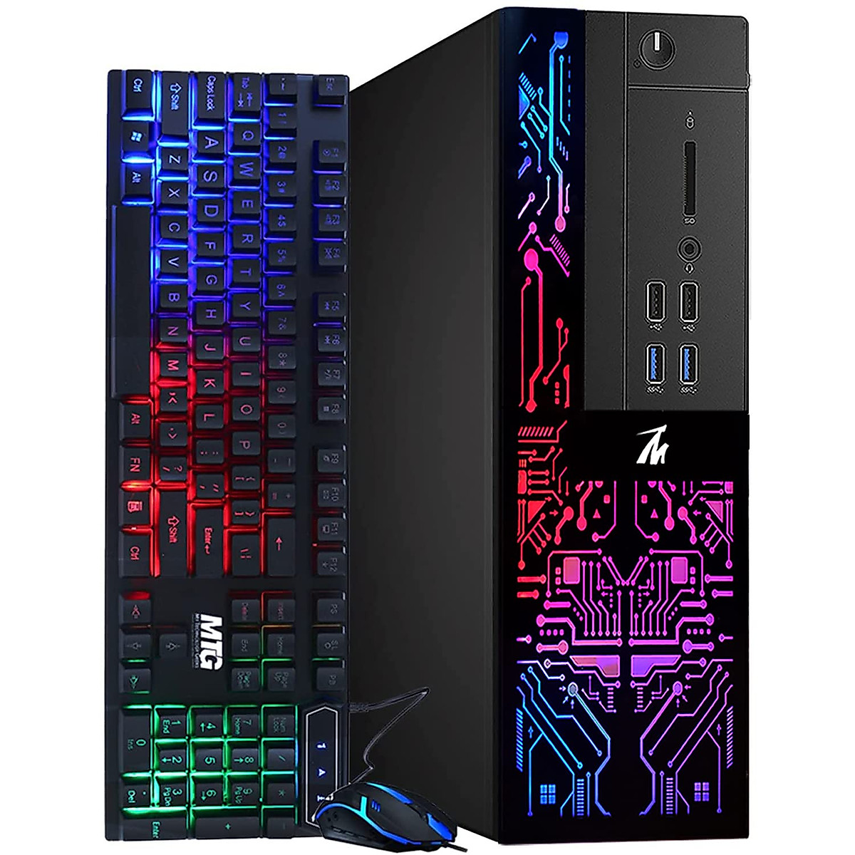 Computer Desktop PC, Intel Core i3-6100, TechMagnet Siwa 6, 8GB RAM, 240GB SSD (Fast Boot), 2TB HDD, RGB Keyboard Mouse, WiFi, 22 inch Monitor, Windows 10 Professional (Renewed)