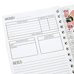 Floral Monthly Budget Planner, Bill Organizer with 24 Pockets, Debt Payoff Tracker, Payment Checklist (5 x 7 In)