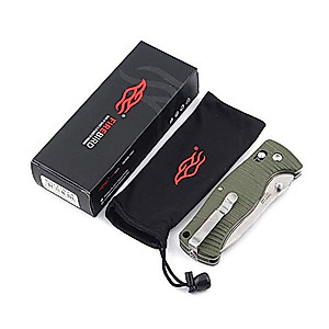 Ganzo G720-GR Tactical Folding Knife Window Breaker 440C Blade Army Green G10 Handle w/Paper Box & Draw String Bag G720