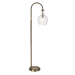 Henn&Hart Arc Floor Lamp with Glass Shade in Brass/Seeded, Floor Lamp for Home Office, Bedroom, Living Room