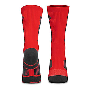 ChalkTalkSPORTS Basketball Player Woven Mid-Calf Socks | Jump Shot (Red/Black)