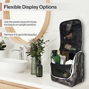 Wayfarer Supply Hanging Travel Toiletry Bag - Large Cosmetic Bag Organizer for Toiletries, Makeup and Shaving Supplies - Cruise and Travel Essentials for Women & Men, Camouflage