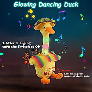 tapolexng Baby Musical Duck Toy Dancing Singing Imitating Duck Toy for Girl and Boy Repeating What You Say Toddlers Infant Music Funny Clothes Dance Duck Toys for Babies