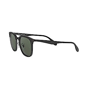Ray-Ban RB4278 Square Sunglasses, Black On Matte Black/Dark Green, 51 mm