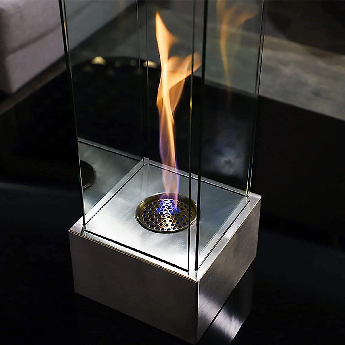 Exception Vertical Bio Ethanol Fireplace, Portable Fire Bowl, Freestanding Patio Fire Pit, for Indoor Outdoor Use