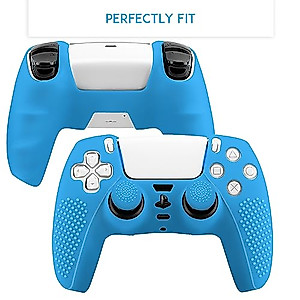SIKEMAY [2 Pack] PS5 Controller Skin, Anti-Slip Thicken Silicone Protective Cover Case Perfectly Compatible with Playstation 5 Dualsense Controller Grip with 8 x Thumb Grip Caps