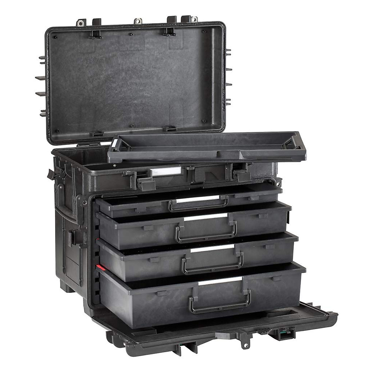 Mobile Tool Chest With Drawers, Military Grade, NATO Certified, Waterproof, Stackable, Lockable, Impact Resistant