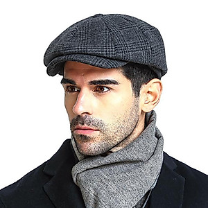 Mens Beret Men's Cotton Flat Ivy Gatsby Newsboy Driving Hat Cap Tweed Derby Hat Cabbie Hats Grey