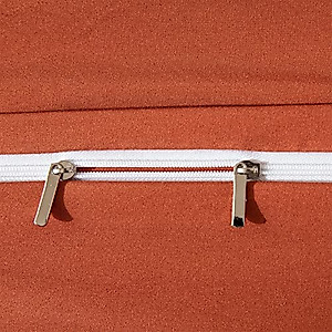 Burnt Orange Duvet Cover King, Washed Microfiber 3 Pieces Solid Color Casual Burnt Orange Bedding Set, with Zipper Closure, Luxury Ultra Soft Relaxed Feel Natural Wrinkled Comfy (Burnt Orange, King)