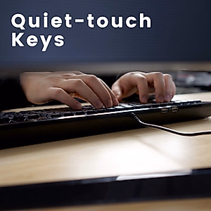 Perixx PERIBOARD-220H US, Wired Compact USB Keyboard with 2 Hubs - Build-in Numeric Keypad - Black - US English Layout, (11506)