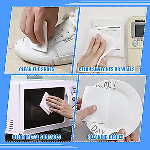 Sawysine 100 Pack Eraser Sheets Disposable Thin Cleaning Sponges Sheets Magic Melamine Foam Sponge Pads Home Eraser Wipes for Kitchen Shoe Furniture Bathroom Shower Cleaner